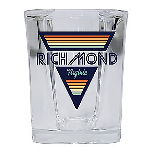 R and R Imports Richmond Virginia 2 Ounce Square Base Liquor Shot Glass Retro Design