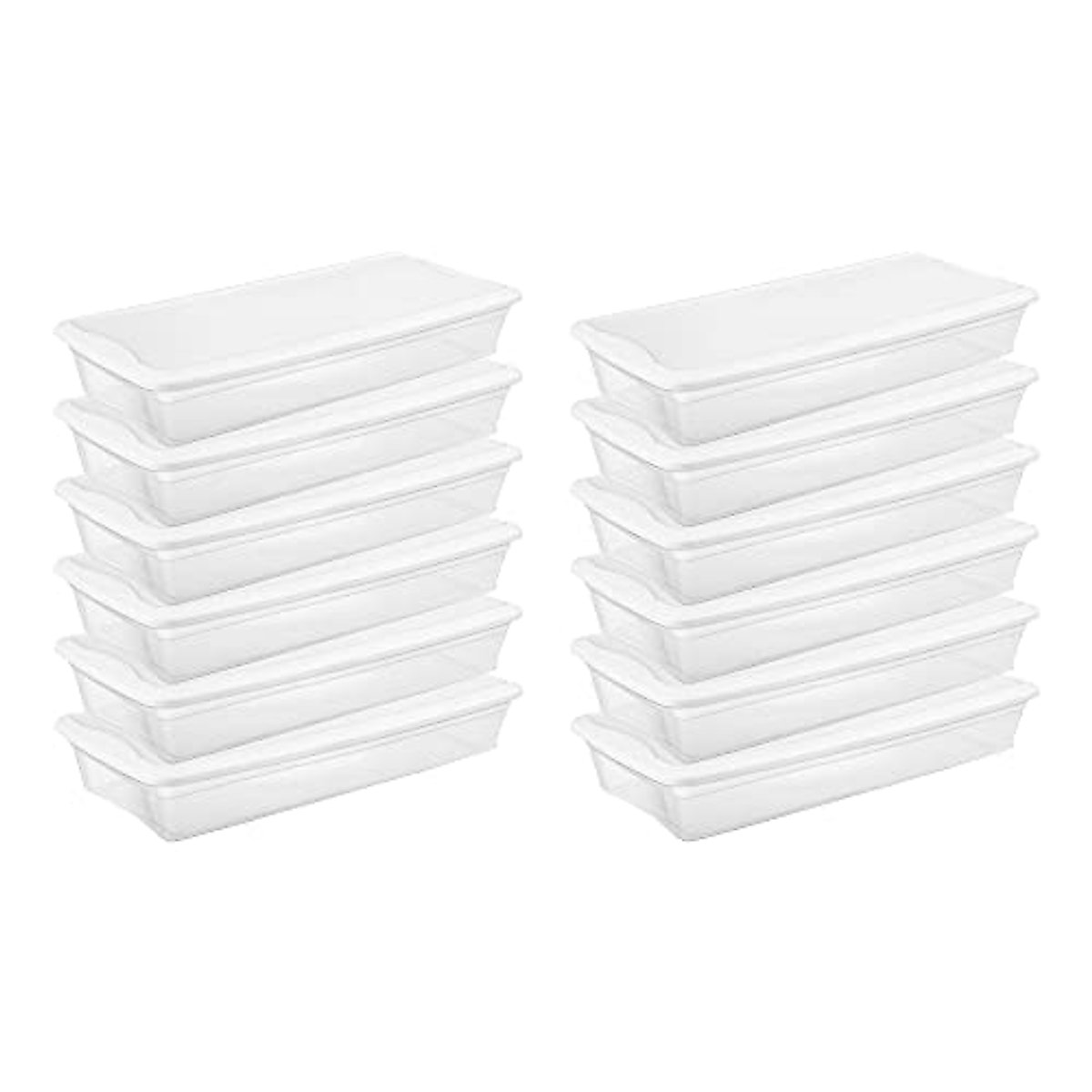Sterilite 41 Quart Lightweight Plastic Clear Multipurpose Under Bed Storage Box Container Tote with Secure Snapping Lid for Home Organization, 12 Pack