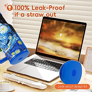 VUSIGN 40 oz Tumbler with Handle and Straw Lid, Stainless Steel Vacuum Insulated Tumbler Travel Mug Water Bottle Cup for Water Iced Tea Coffee Smoothie Car, Starry Night