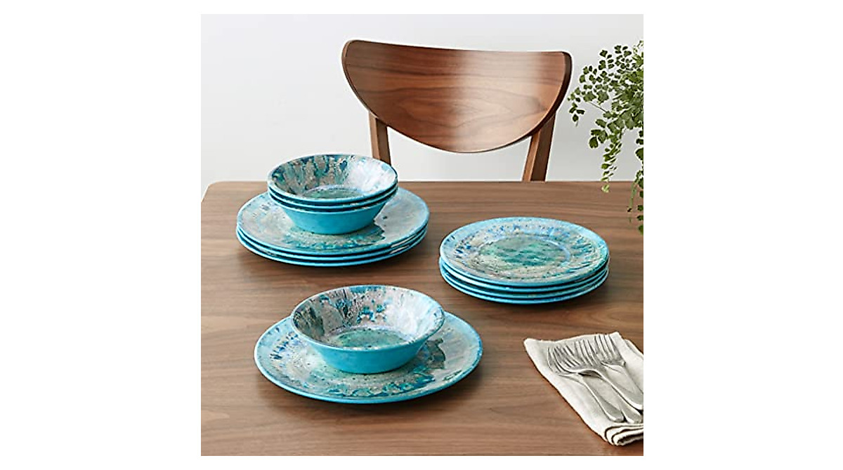 Certified International 12-Pc Teal Dinnerware Set