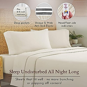 California Design Den 100% Organic Cotton Queen Sheet Set, GOTS Certified - Percale Sheets Queen - Soft Cooling Sheets - Deep Pockets - 4 Piece Cotton Bed Sheets Queen, Ivory Sheets