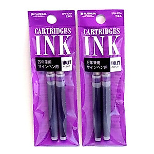 Platinum Fountain Pen, New Preppy, Fine Nib, Violet(PSQ-300#28) + Ink Cartridges SPN-100A#28 (Violet) Set (Japan Import) [Komainu-Dou Original Package]
