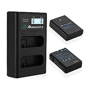 Powerextra 2 x EN-EL14 EN-EL14a Battery & Dual LCD Charger Compatible with Nikon D3100 D3200 D3300 D3400 D3500 D5100 D5200 D5300 D5500 D5600 DF Coolpix P7000 P7100 P7700 P7800 Cameras