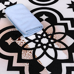 Peel and Stick Floor Tile Peel and Stick Flooring 12in ×12in Suit for Bathroom and Kitchen (Black and White, 10 Pcs)…