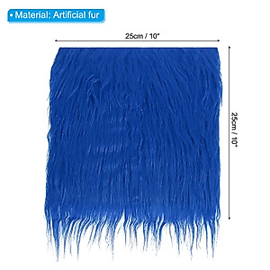 PATIKIL Plush Faux Fur Fabric Square, 10 x 10 Inch Fluffy Faux Fur Patches Cuts Artificial Craft Fur for DIY Crafts Christmas Halloween Gnome Beard, Blue