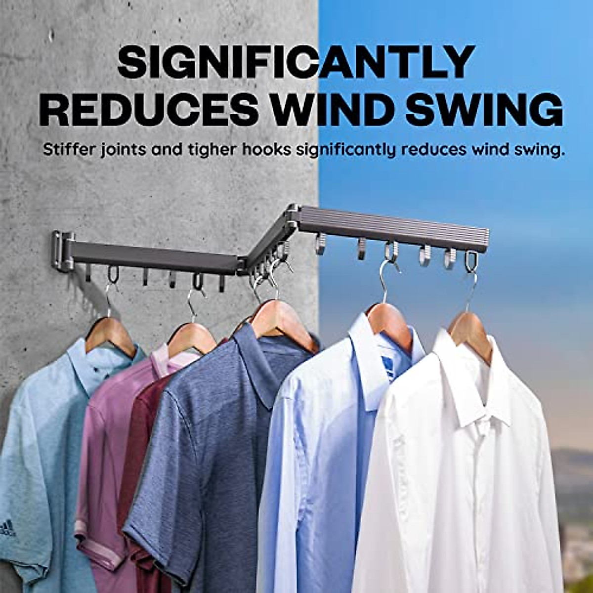 MODERNOIKOS Collapsible Wall-Mounted Drying Rack for Laundry – Indoor Clothes Hanging, Foldable Laundry Room & Commercial Organizer, Ideal for Homes, Stores & Dorms