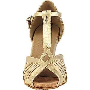 Women's Ballroom Dance Shoes Tango Wedding Salsa Latin Dance Shoes Light Brown Satin 2707EBB Comfortable - Very Fine 2.5" Heel 6.5 M US [Bundle of 5]