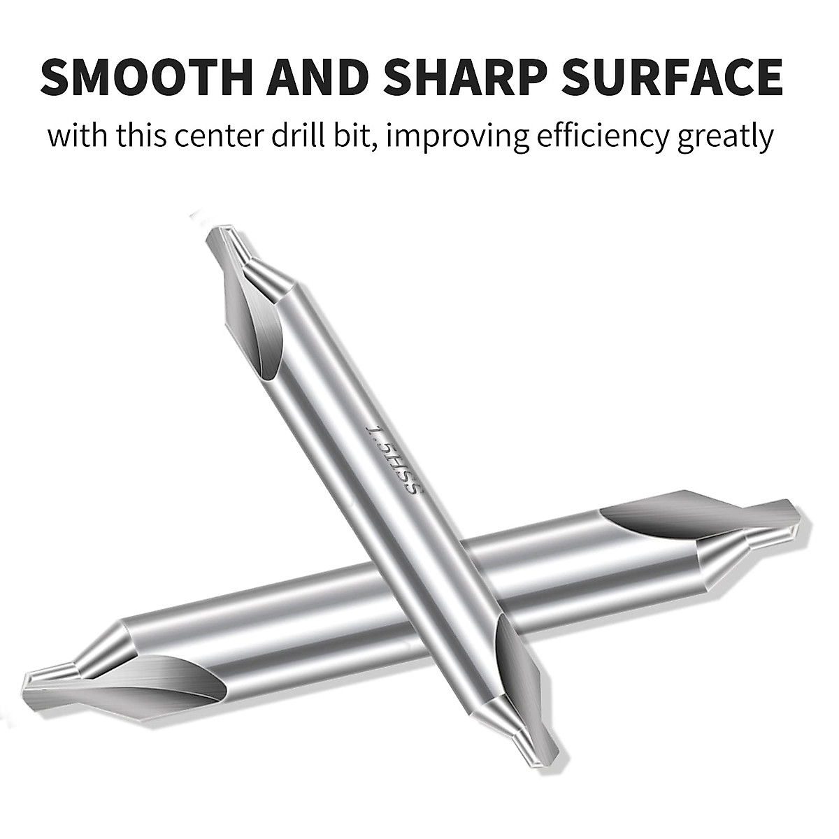 Aleric Center Drill Bits Set - High Speed Steel Center Drill Bits Kit Countersink Tools for Lathe Metalworking, 7 pcs 60-Degree Angle Center Drill Bits in Size 1.0 1.5 2.0 2.5 3.0 4.0 5.0