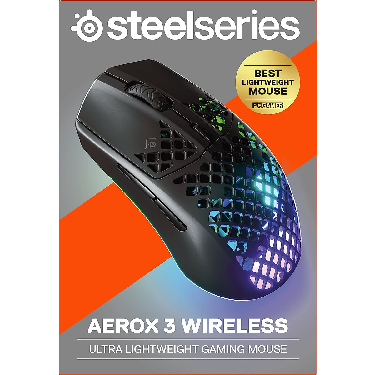 SteelSeries Aerox 3 Wireless - Super Light Gaming Mouse - 18,000 CPI TrueMove Air Optical Sensor - Ultra-Lightweight 68g Water Resistant Design - 200 Hour Battery Life – Onyx (Renewed)