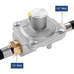 Lemfema 10 Feet Natural Gas Hose Conversion Kit for Grill, Low Pressure Natural Gas Grill Hose with 5" Outlet Pressure Regulator Valve and 1/2" Male NPT x 3/8" Female Flare