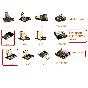 BLACK 80CM FPV Flat FFC HDMI Cable Mini HDMI male 90 degree angled to Standard HDMI Normal HDMI Full HDMI for Canon 5D3 5D2 Panasonic lumix GH3 GH2 Sony nex 5N 5T 5R 7N