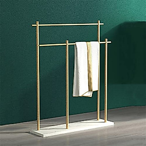 LUKEO Gold Marble Floor Stand Towel Shelf Floor Towel Rack Floor Stand Style Floor Towel Rack Storage Rack