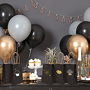 Moretoes Black Mini Gift Bags Bulk 30pcs, 6 x 3.5 x 2.4 Inches Gift Bags With Handles, Paper Bags Bulk Party Favor Bags Candy Bags Small Business Bags