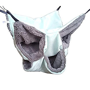 Vedem Small Animals Warm Plush Triple Bunkbed Cage Hanging Hammock Bed Hideout for Sugar Glider Ferret Squirrel (Mint)