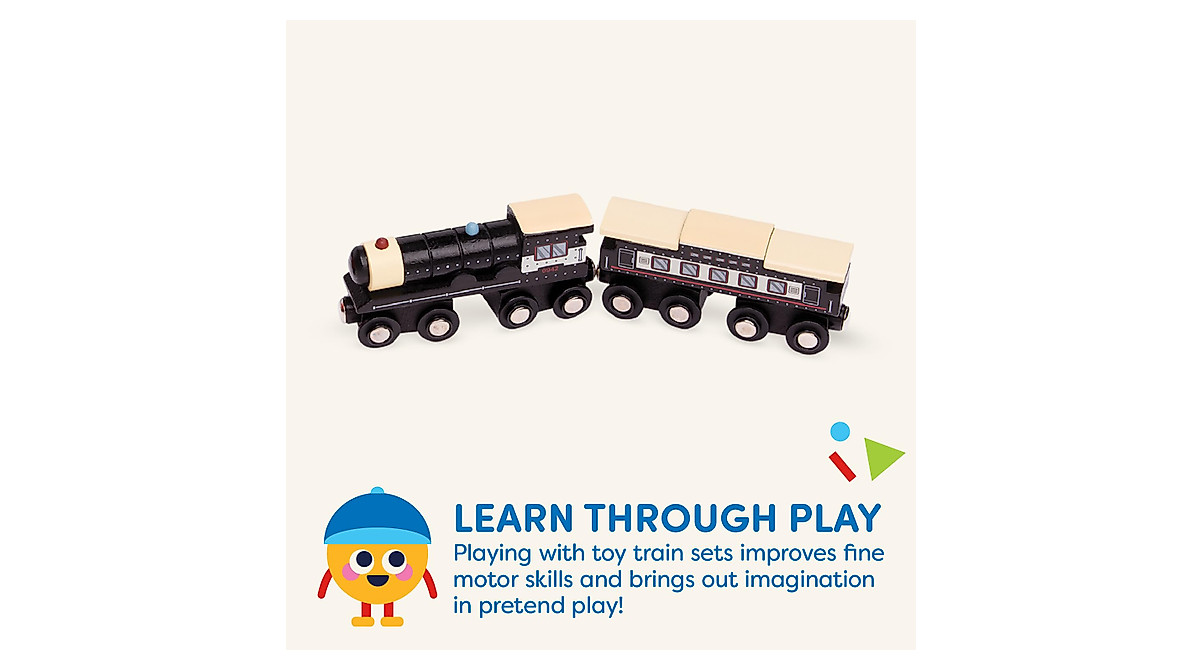 Battat Classic Wooden Train Set for Kids 3+ | Magnetic & Compatible
