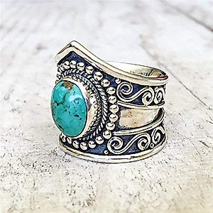 Wassana Women Men 925 Silver Ring Gift Gemstone Turquoise Wedding Engagement Size 6-10 (9)