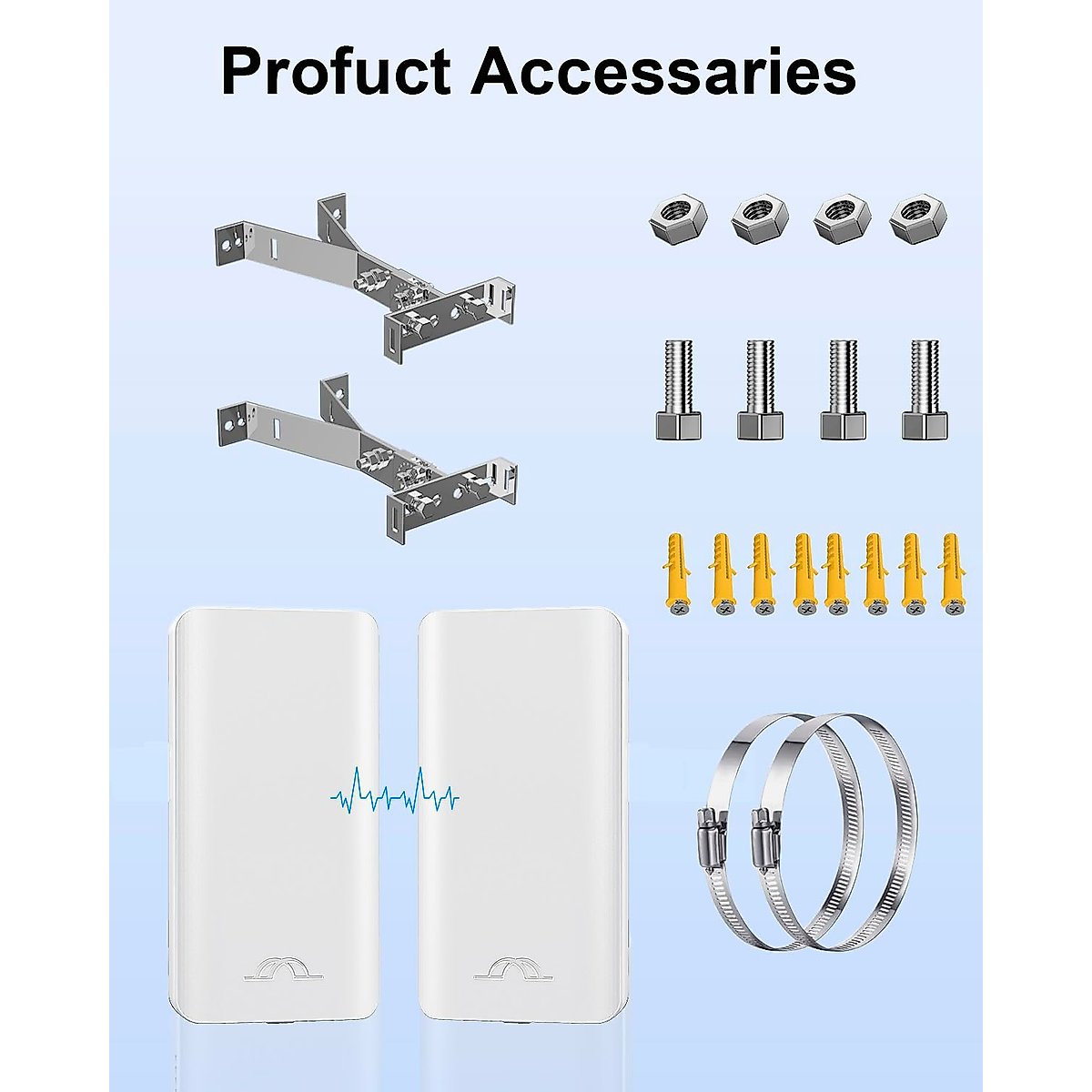 5.8GHz Point to Point Outdoor Wireless Bridge with 2 100 Mbps Ports and Bracket Mounts, Wifi Bridge, Ethernet Bridge, Starlink WiFi Extender, 12 dBi Antenna, 2KM Transmission for Starlink Gen 3 Router