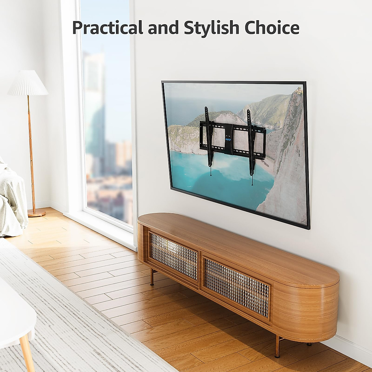 MOUNTUP UL Listed TV Wall Mount, Tilting TV Mount Bracket for Most 37-75 Inch Flat Screen/Curved TV Low Profile Wall Mount Saving Space Max VESA 600x400mm Hold up to 99 lbs Fit 16" 18" 24" Stud MU0008