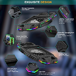 Wiilkac Vertical Cooling Fan Stand and Dual Controller Charging Station for Xbox Series X with RGB Color Lights/USB Ports, 3-Level Fan Cooling System with 2 x 1400 mAh Rechargeable Battery