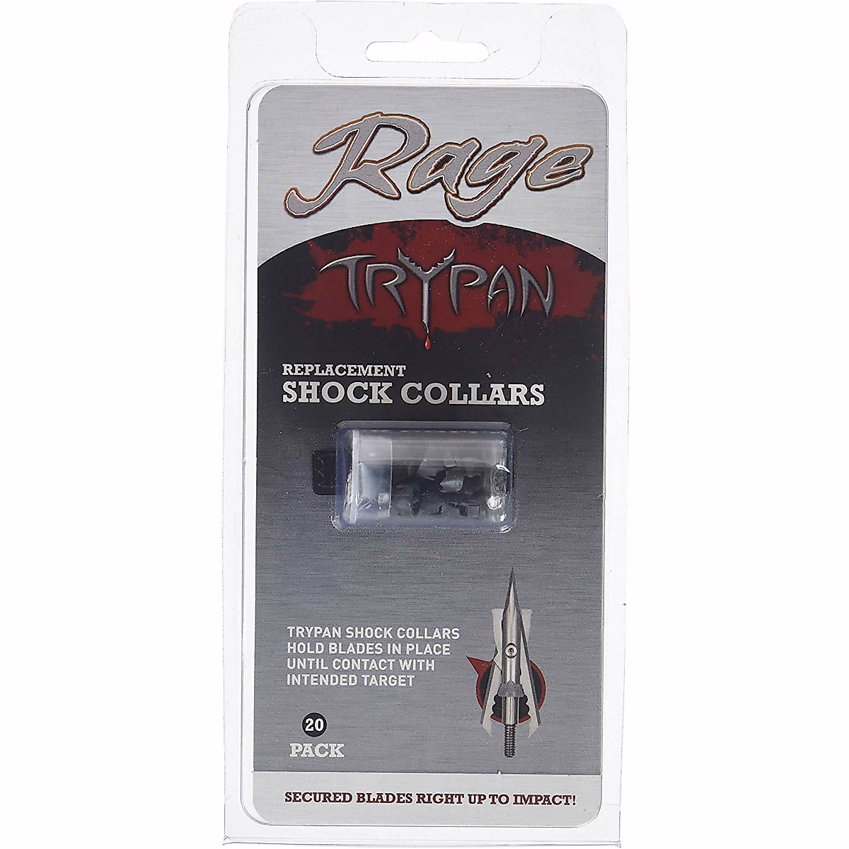 Rage Replacement Shock Collar Hypodermic Trypan Crossbow Titanium Construction 2" Cut, Silver, One Size (R35207)