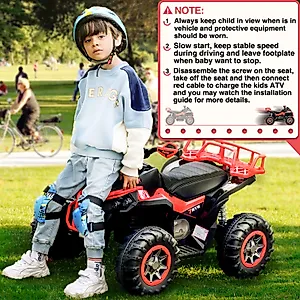 Soar Four Wheeler for Kids - Electirc Toddler 4 Wheeler for Kids 3-6, Ride on ATV 12v Battery Powered, Kids Quad with LED Lights, Music, High Low Speed, USB/TF, Treaded Tires, Red