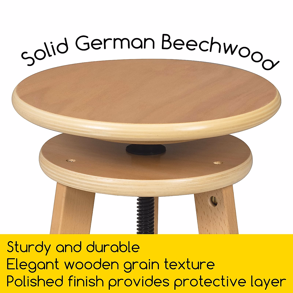 MEEDEN Wooden Drafting Stool with Adjustable Height , Artist Stool,Office Studio Stool, Up to 220 Lbs,German Beech Wood, Perfect for Artists Studio,Home Use,Kitchen,Bars