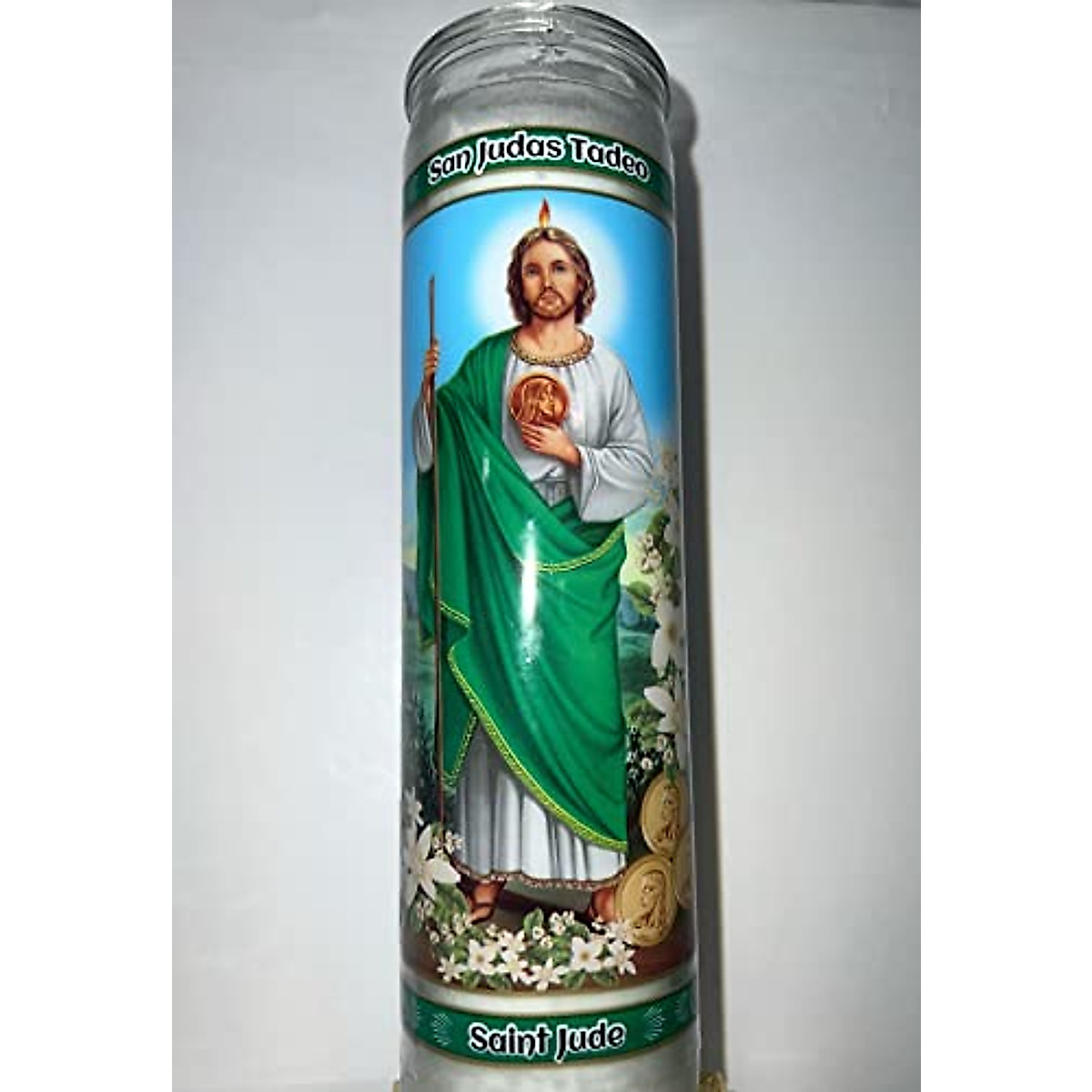 St Jude Candle Saint Jude 8'' White Candles, 2 Pack Religious Candles Set