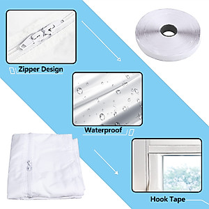 BJADE'S Window Seal Kit for Portable Air Conditioner Unit and Tumble Dryer,158Inch Seals with Zipper and Adhesive Fastener , White