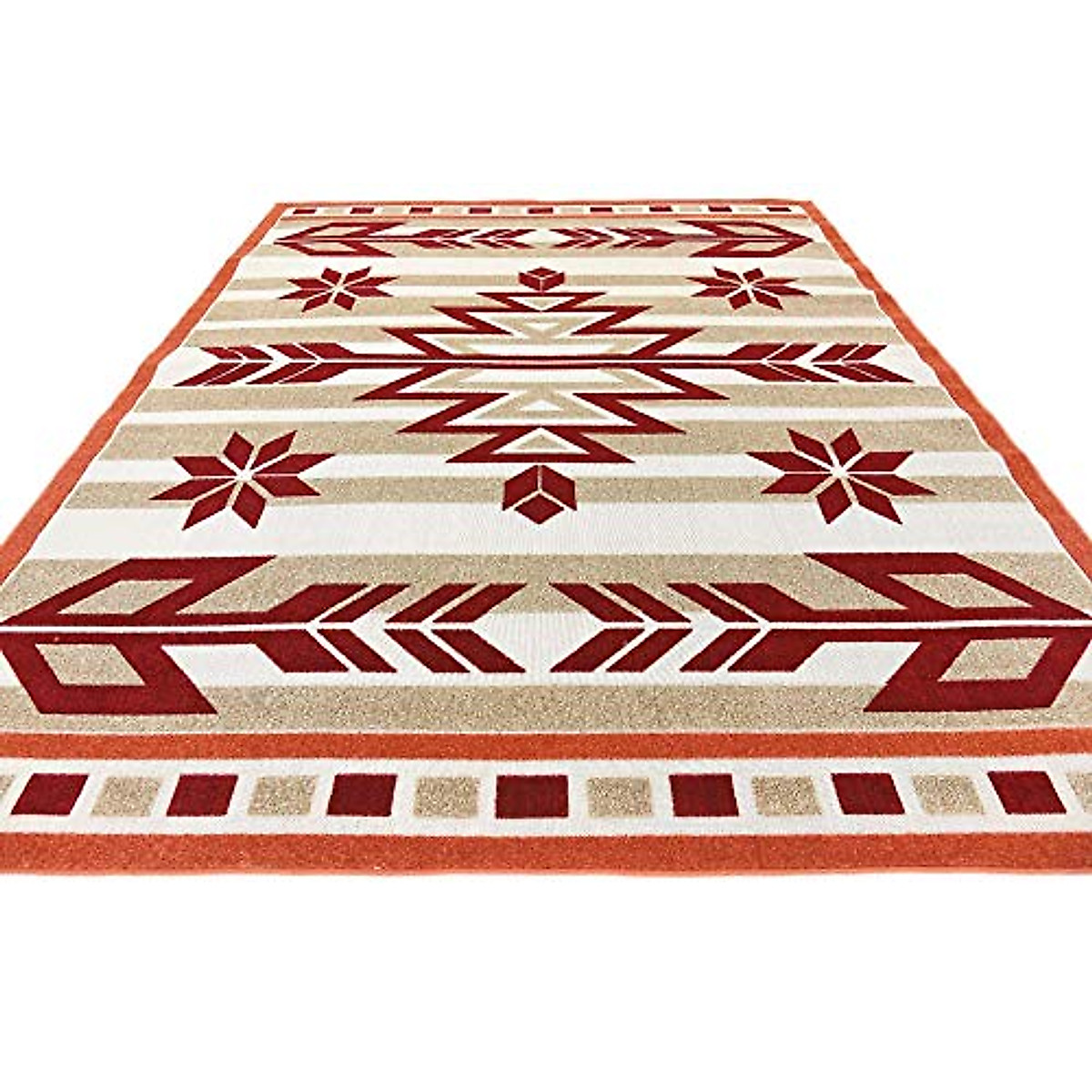 Unique Loom Outdoor Modern Collection Area Rug - Albuquerque (8' x 10' Rectangle, Burgundy/ Beige)