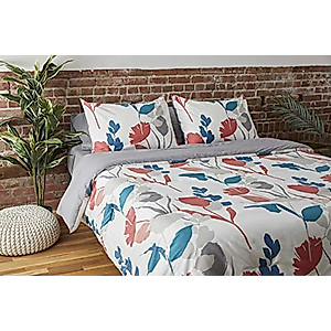 Refinery29 | Rayne Bedding Collection | Modern Reversible Luxury Ultra Soft Comforter, All Season Premium 4 Piece Set, Design for Home Hotel Décor, King, Blue