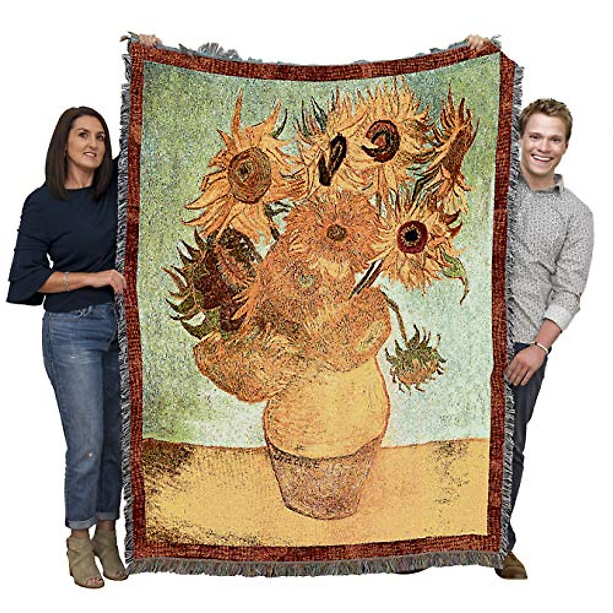 Pure Country Weavers Vase with Twelve Sunflowers Blanket by Vincent Van Gogh - Fine Art Gift Tapestry Throw Woven from Cotton - Made in The USA (72x54)