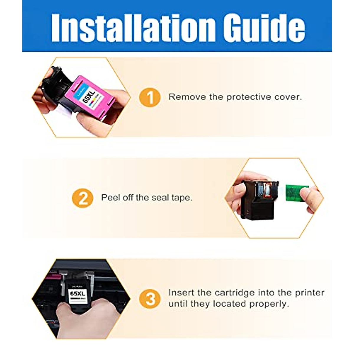 LeciRoba Compatible for HP Deskjet 3755 Ink Cartridges High Yield Remanufactured HP 65XL Ink Cartridges Replacement for HP DeskJet 2600 3700 Series Envy 5000 Series AMP 100 Series Printer (2-Pack)