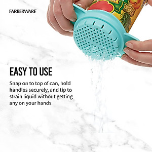 Farberware Can Colander Strainer, For Quick and Easy Straining of Pasta, Fruits, Vegetables, Juices, Tuna and More, Fits Most Standard Cans, Dishwasher Safe, Aqua Sky