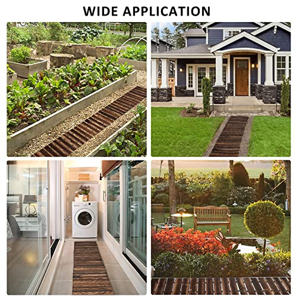 MEWTOGO 8' Wooden Garden Pathway, Weather Resistant Hardwood Pathway with 2 Pairs Gloves, Roll Out Decorative Straight Walkway for Outdoor Patio Beach Wedding Party Pathway