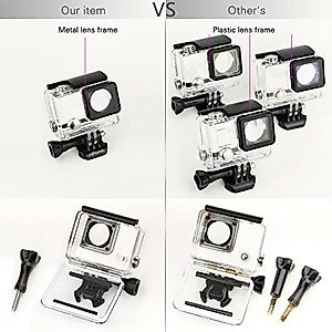 SOONSUN Standard Protective Waterproof Dive Housing Case for GoPro Hero 4, Hero 3+, Hero 3 Black Silver Camera - 40 Meters (131 Feet) Underwater Photography