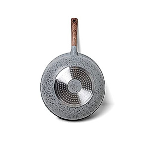 Phantom Chef 12" Deep Frying Pan with Granite finish & Lid | PFOA Free | Nonstick 12 Inch Chef Cookware | Induction Compatible | Dishwasher & Oven Safe | Stay-Cool Handle | Easy to Clean (Beige)