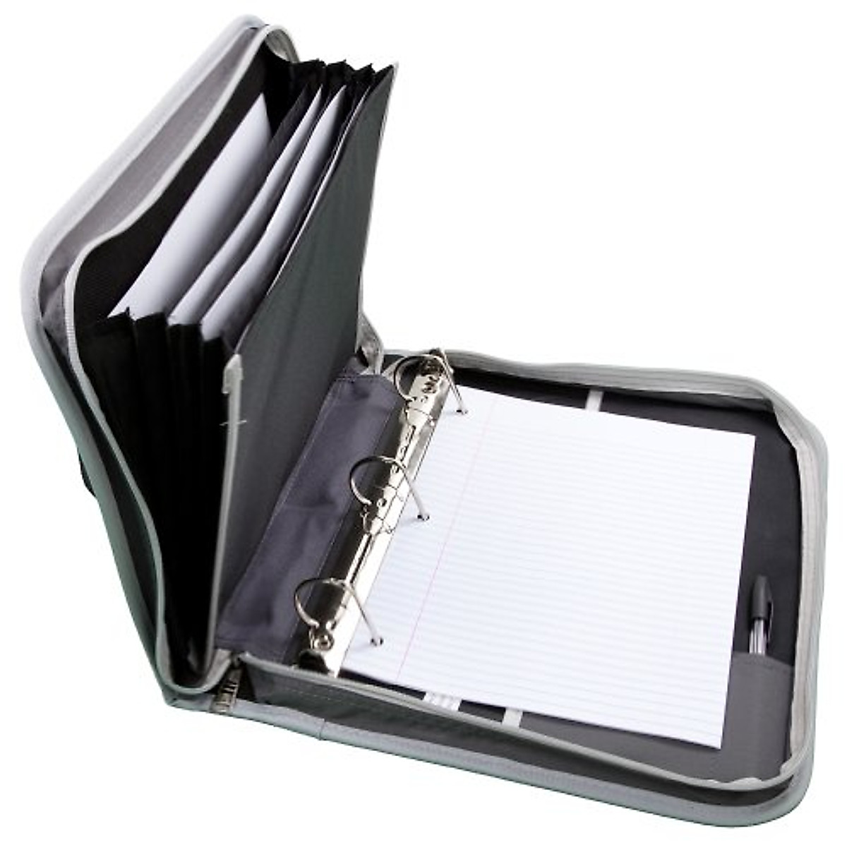 Mead 1-1/2Inch Zipper Binder, 3 Ring Binder, Heavy Duty, PRO Platinum, Gray/Black (72862)