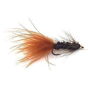 Feeder Creek Bead Head Woolly Bugger 12pc Fly Fishing Flies | Trout Flies | Bass Flies | Streamer Flies | Flies for Fly Fishing (6, Brown/Black)