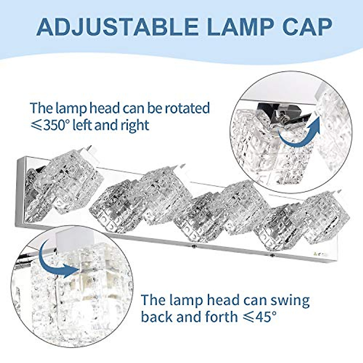 TRLIFE Bathroom Vanity Light Fixtures, 26inches Crystal Vanity Light Fixture Modern Bathroom Lights Over Mirror 4 Lights Vanity Light for Bathroom