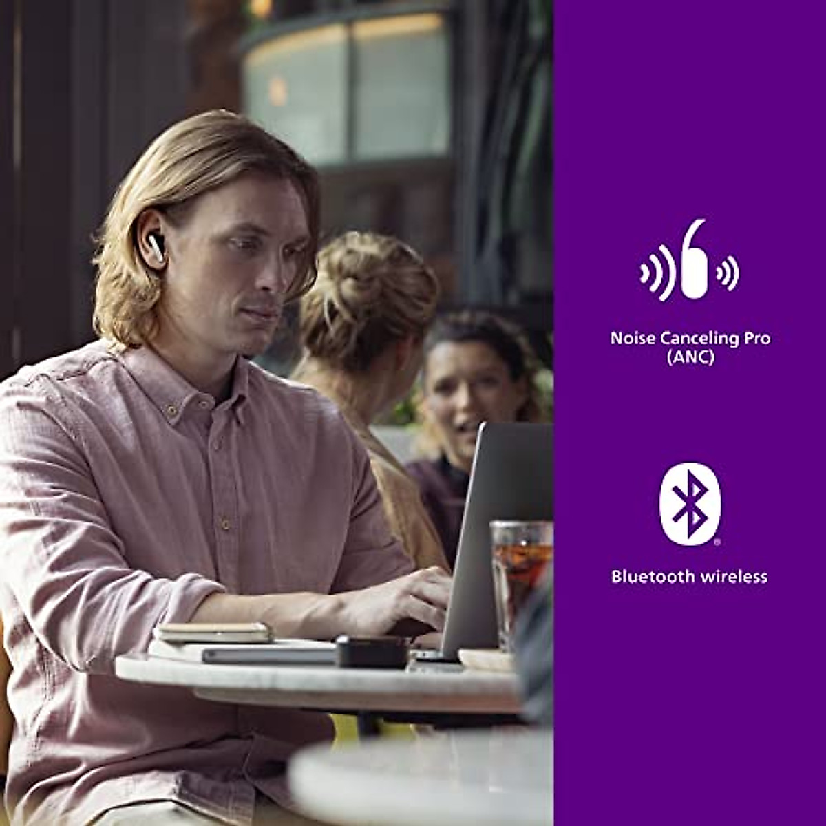 Philips T5506 True Wireless Headphones with Noise Canceling Pro (ANC PRO) and Up to 32hrs Playtime with Wireless Charging Case, Black