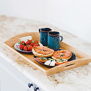 Totally Bamboo Butler's Serving Tray with Handles, Decorative Tray for Ottoman or Coffee Table, 23" x 15
