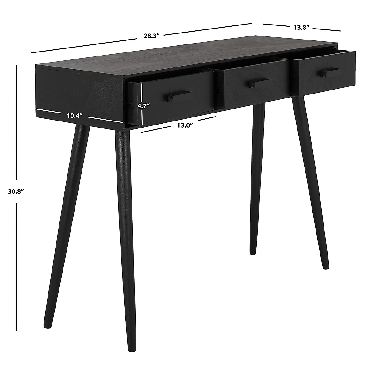 Safavieh Home Albus Mid-Century Modern Black 3-drawer Console Table