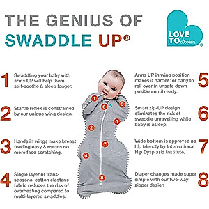 Love To Dream Swaddle UP, Gray, Small, 8-13 lbs, Dramatically Better Sleep, Allow Baby to Sleep in Their Preferred arms up Position for self-Soothing, snug fit Calms Startle Reflex