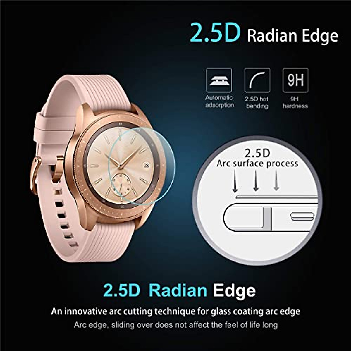 Diruite 4-Pack for Samsung Galaxy Watch 4 Classic 42mm / Galaxy Watch 42mm and Galaxy Watch 3 41mm Screen Protector Tempered Glass [2.5D 9H Hardness][Anti-Scratch]