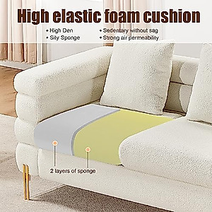 VanAcc Modern Sofa Couch, 24''Extra Deep Seat Sectional Sofa for Living Room, 85 inch Oversized Sofa, 3 Seat Sofa,White