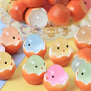 Ximimark 30pcs Luminous Cute Eggshell Chick Play House Toy Egg White Resin Car Decoration DIY Jewelry Accessories Children Surprise Gift