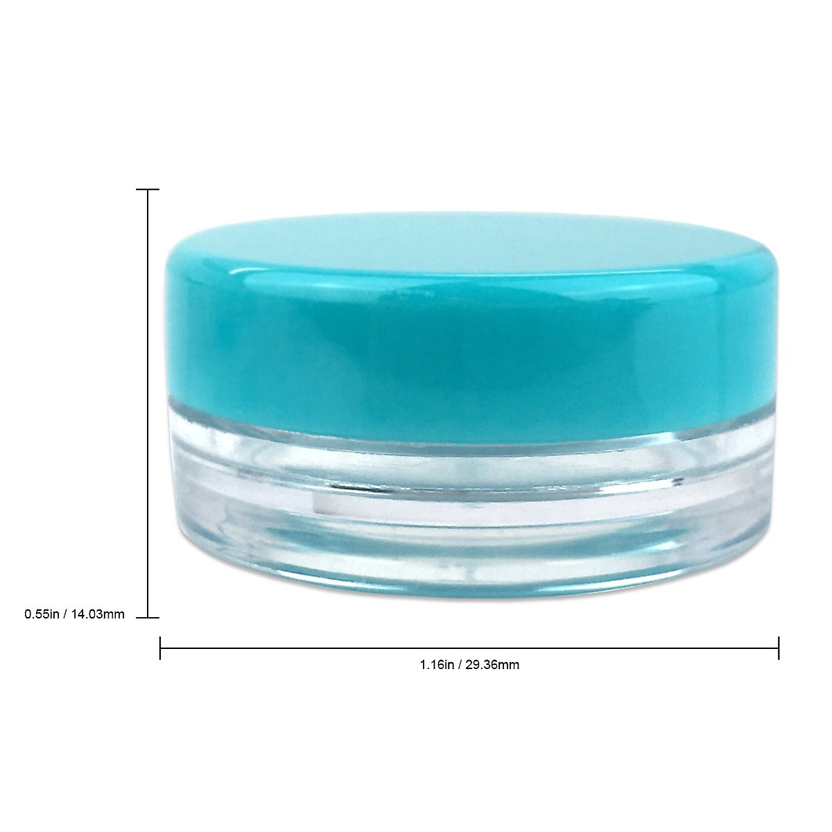 (100 Pieces Jars + Lid) Beauticom 3G/3ML Round Clear Jars with Teal Sky Blue Screw Cap Lids for Scrubs, Oils, Toner, Salves, Creams, Lotions, Makeup Samples, Lip Balms - BPA Free
