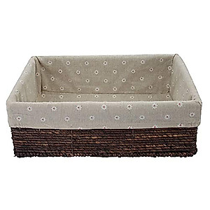 Storage Basket, Natural Corn Husk Rectangular Bins, Arts and Crafts. (Brown, Large)