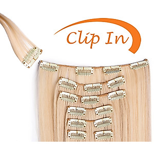 OneDor® 20" Curly Full Head Clip in Synthetic Hair Extensions 7pcs 140g (25#-light Golden Blonde)