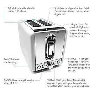 Toasters 2 Slice Best Rated Prime,Stainless Steel,Bagel Toaster - 6 Bread Shade Settings,Bagel/Defrost/Reheat/Cancel Function,1.5in Wide Slots, Removable Crumb Tray,for Various Bread Types (Sliver)